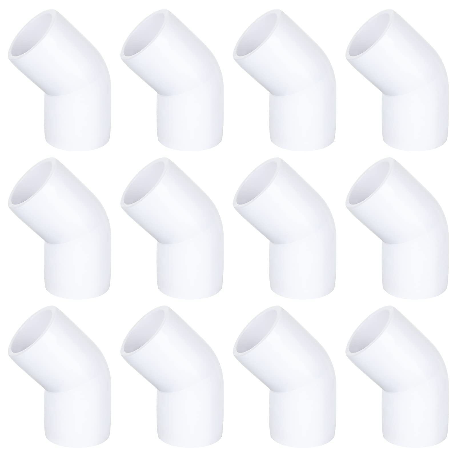 DAJAVE 30 Pack 1/2 inch 45 Degree PVC Pipe Fittings, 2-Way Right Angle ...