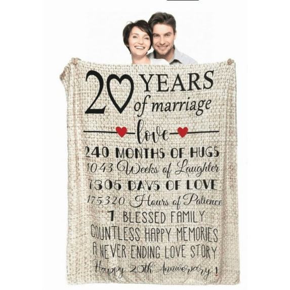 DAJU 20th Wedding Anniversary Blanket Gift for Couple Wife Husband Her ...
