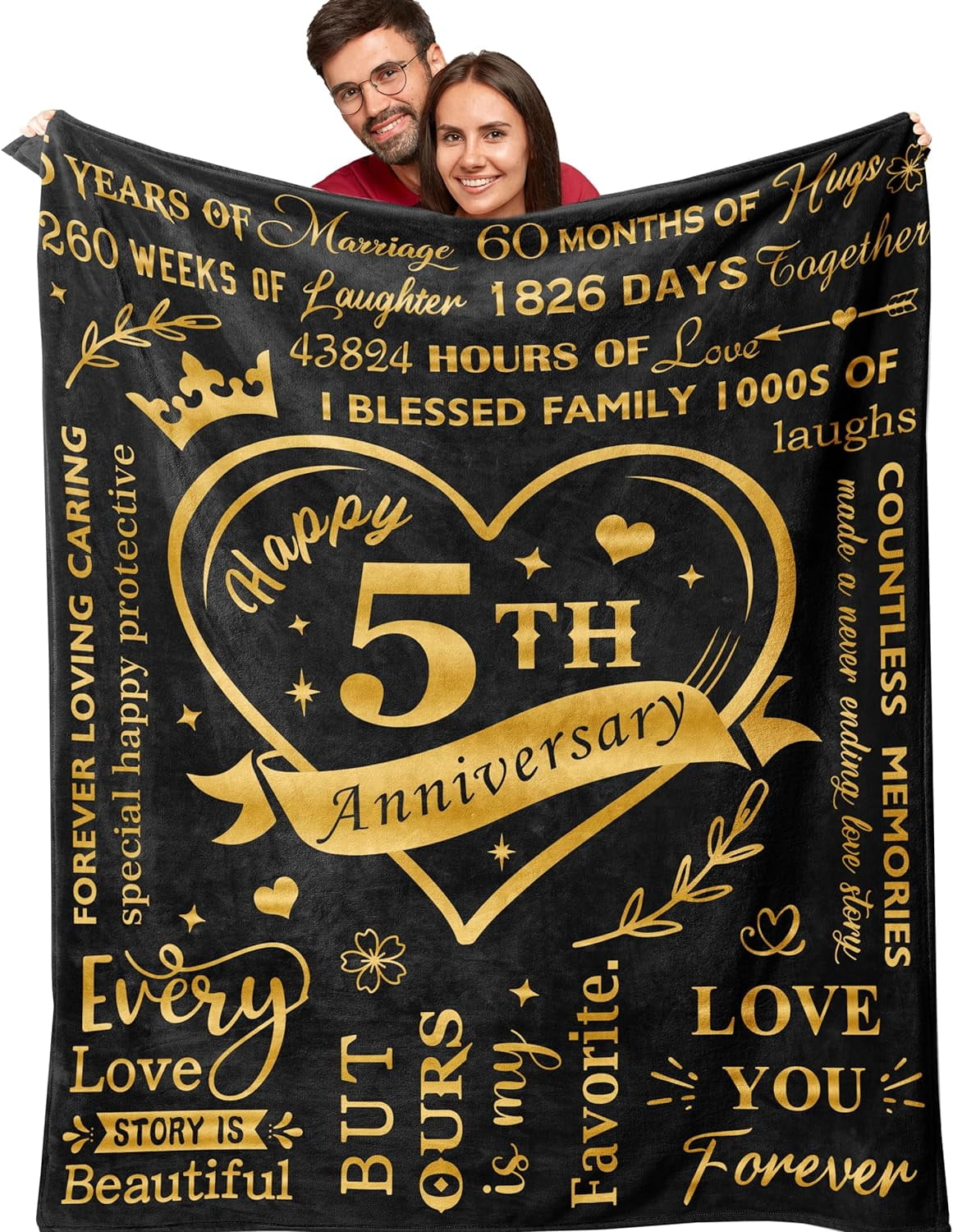 DAJU 5 Year Wedding Anniversary Blanket 5 Year Anniversary Blanket ...