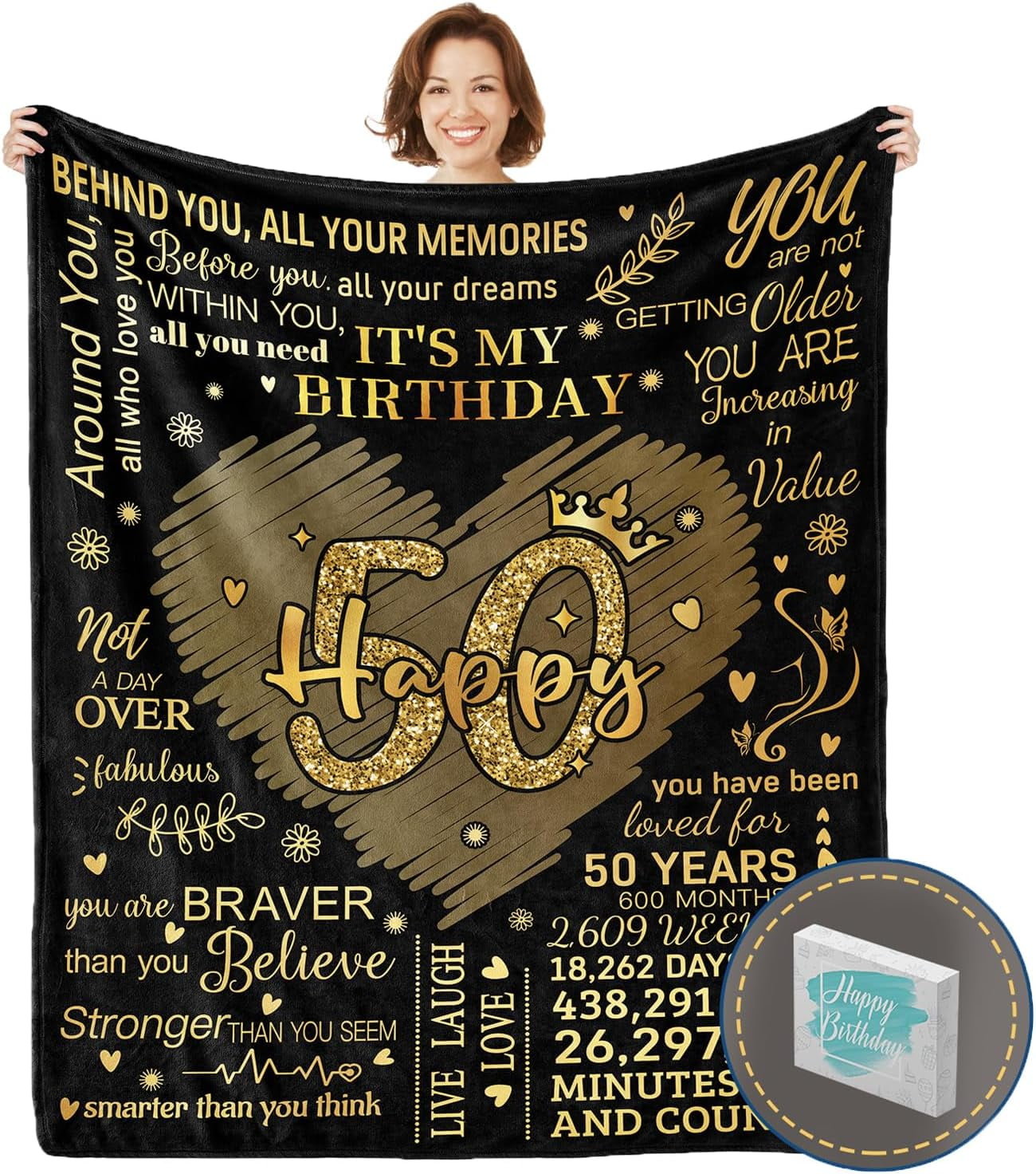DAJU 50th Birthday Gifts Blanket 50th Birthday Gift for Women 50 ...