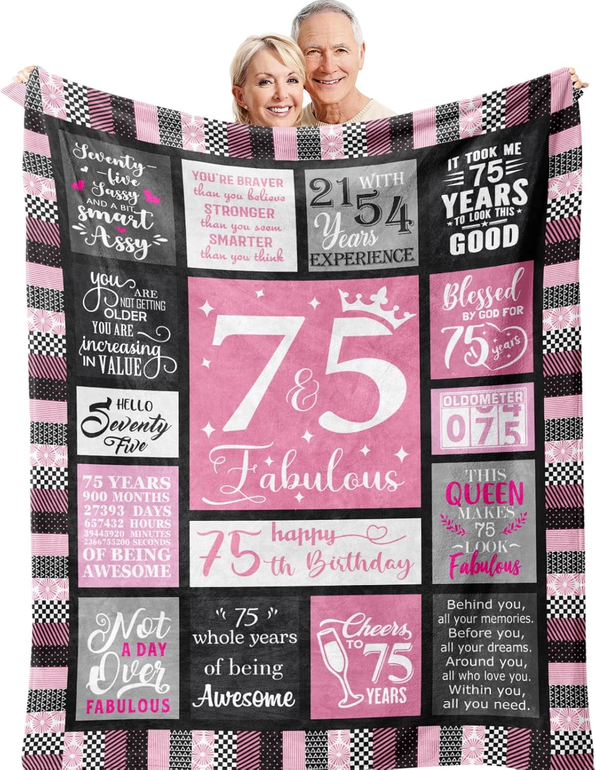 DAJU 75th Birthday Gifts for Women Blanket 75th Birthday Decorations ...