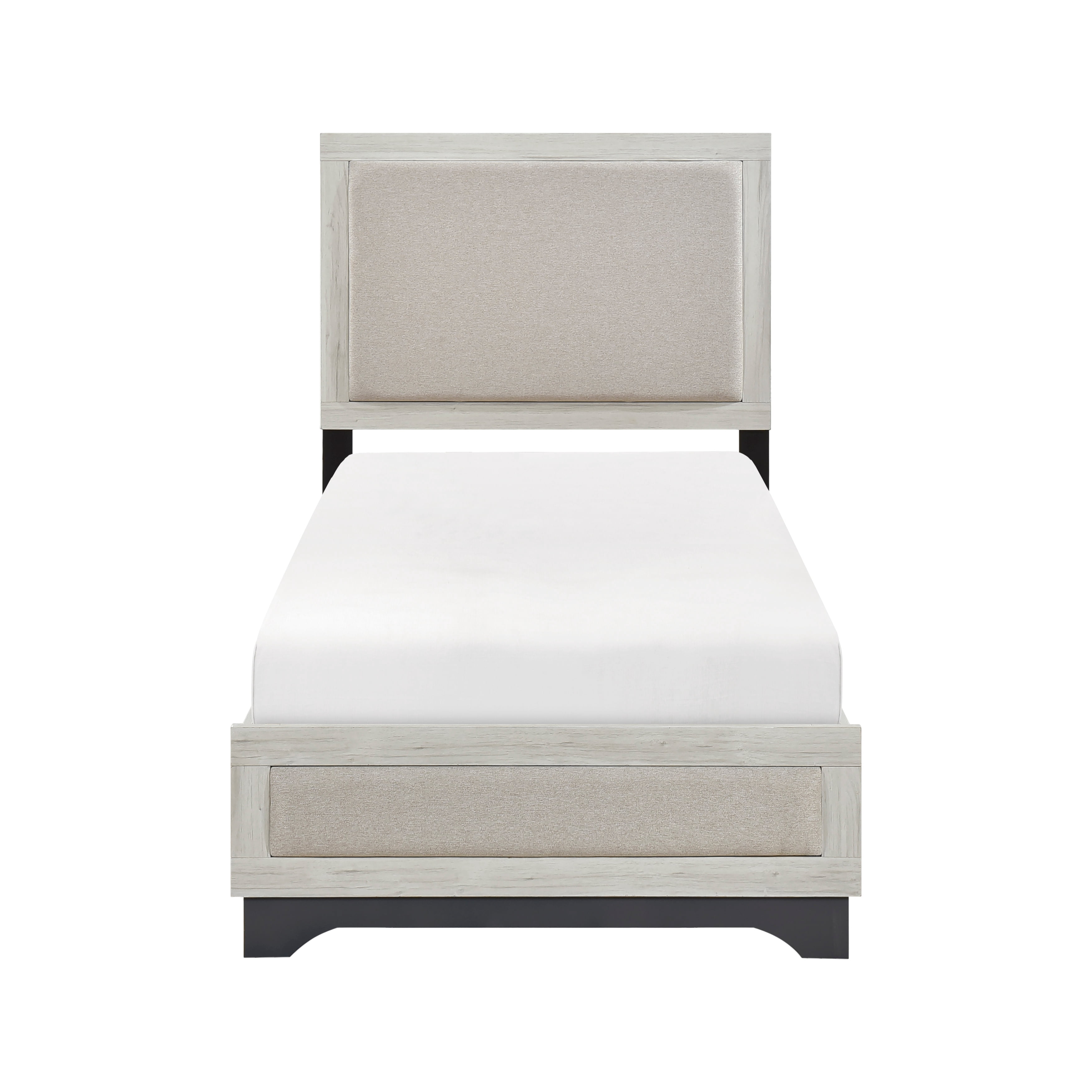 DAJU Contemporary Two-Tone White Oak and Gray Finish Platform Twin Size ...