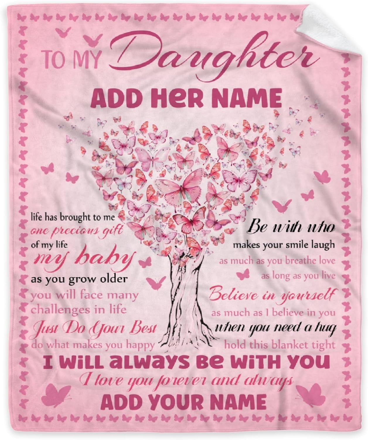 DAJU Custom to My Daughter Blanket from Mom Dad Personalized Name Gift ...