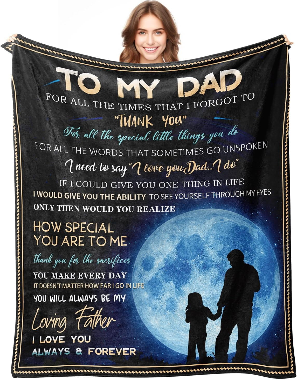 DAJU Dad Blanket Gifts for Dad on Fathers Day from Daughter or Son to ...