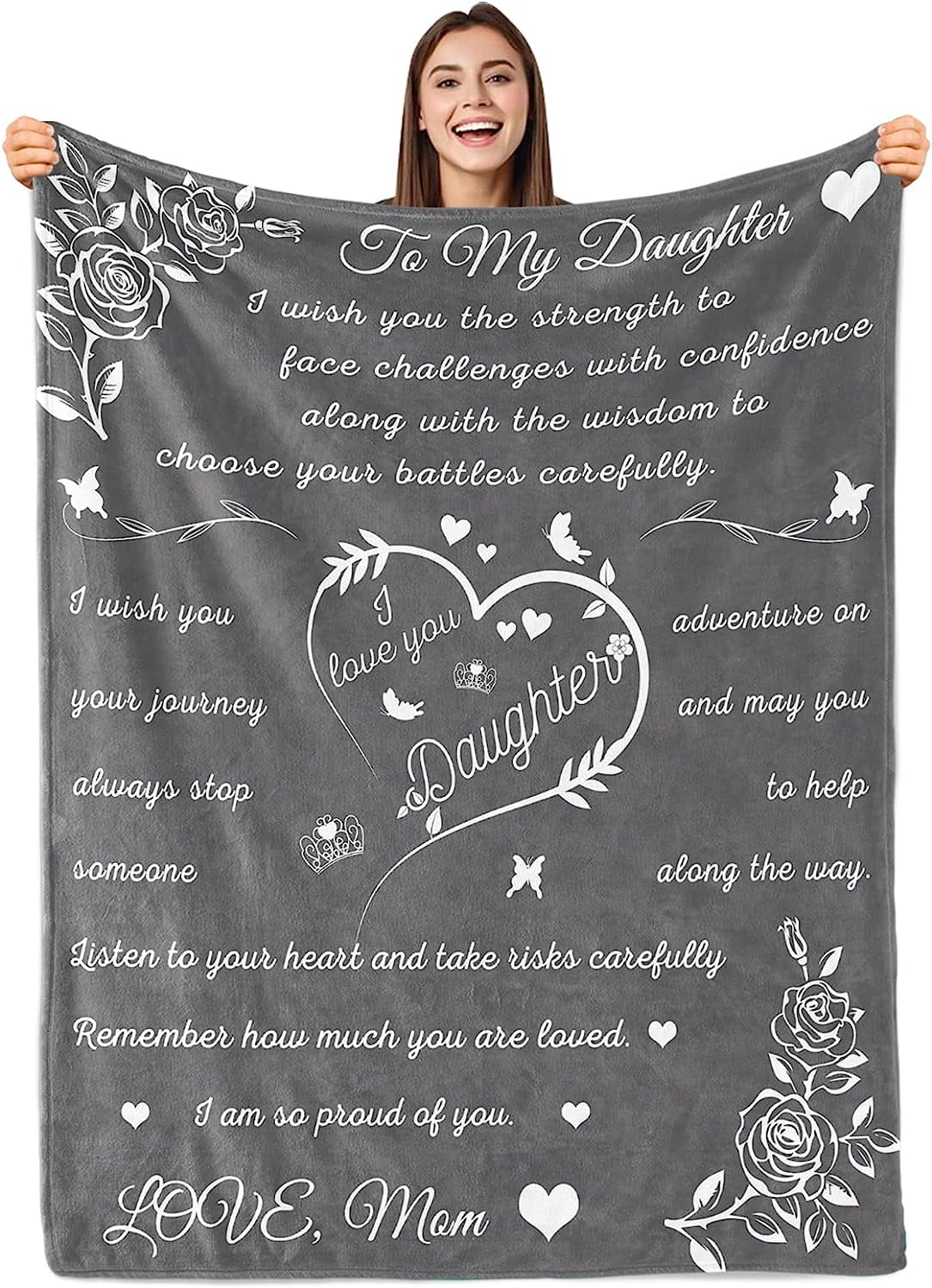 DAJU Daughter Blanket Daughter Blankets from Mom Dad Birthday for ...