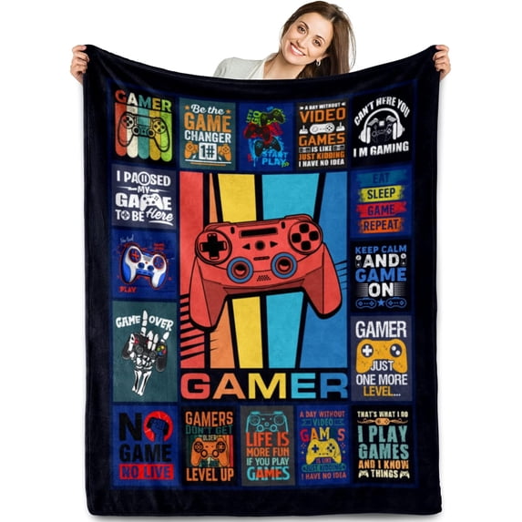 DAJU Gamer Throw Blanket Gaming Controller Fleece Boys Blanket Game ...