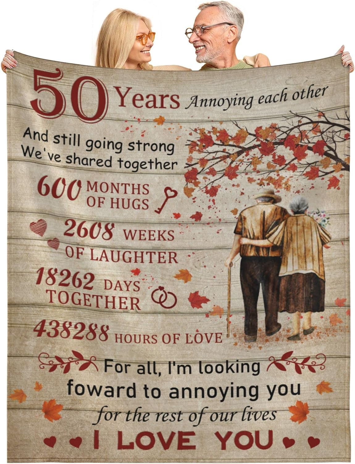 DAJU Gifts for 50th Anniversary Blanket 50th Golden Wedding Anniversary ...