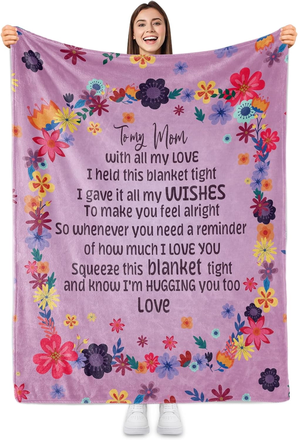 DAJU Mom Blanket Floral Throw Blanket Gift from Daughter Son Soft ...