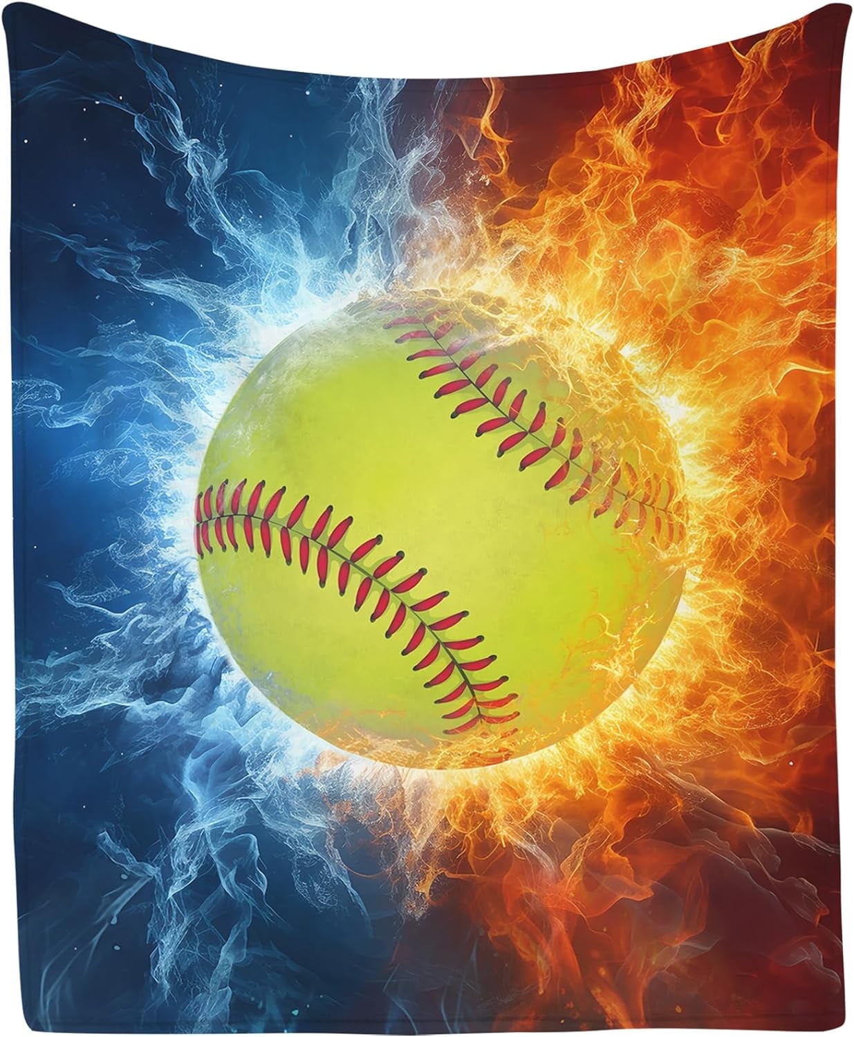 DAJU Softball Gifts Blanket Cool Fire and Ice Softball Blanket Softball ...