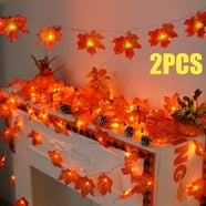 Niyattn Thanksgiving String Lights, Waterproof Pumpkin & Maple Leaf ...