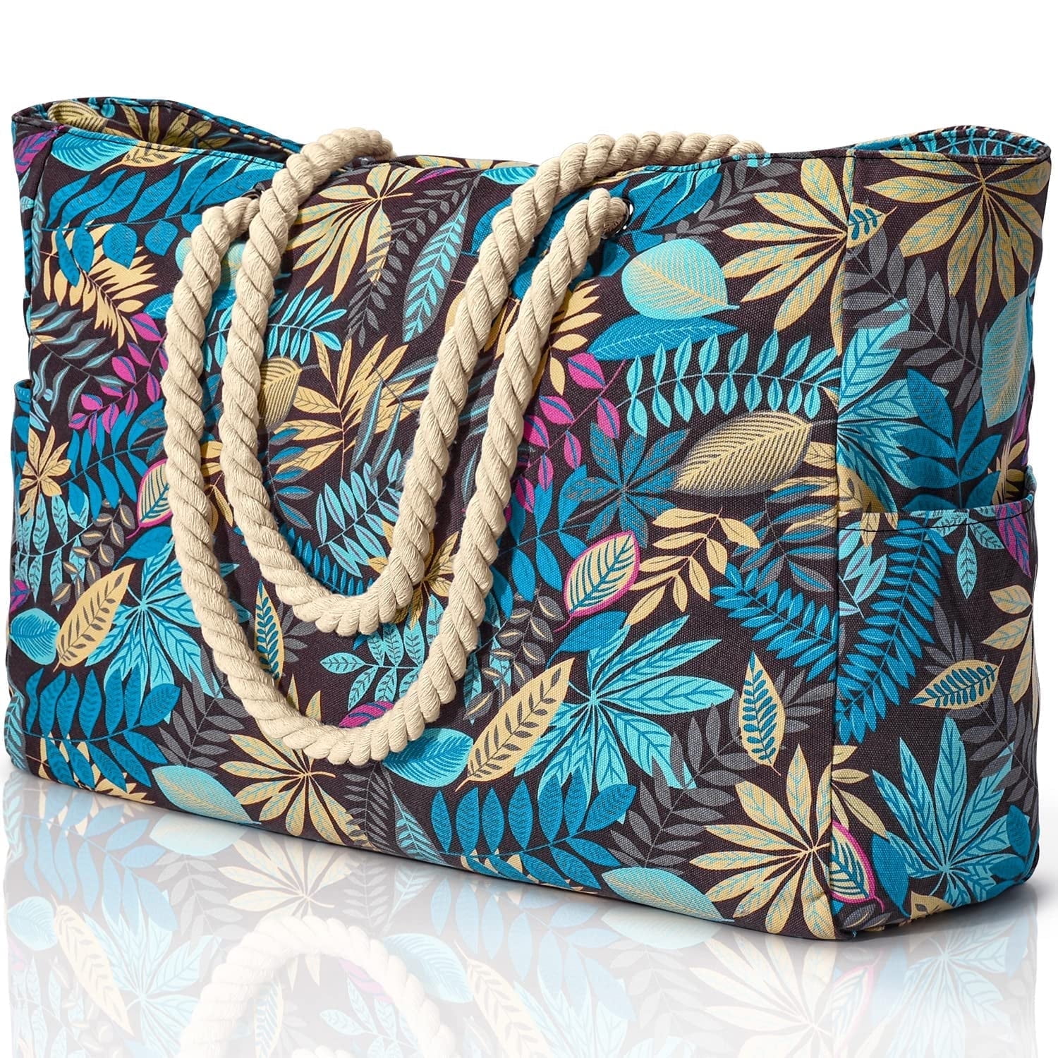 DAKIMOE Beach Bags For Women - Large Beach Tote Bags with Zipper ...