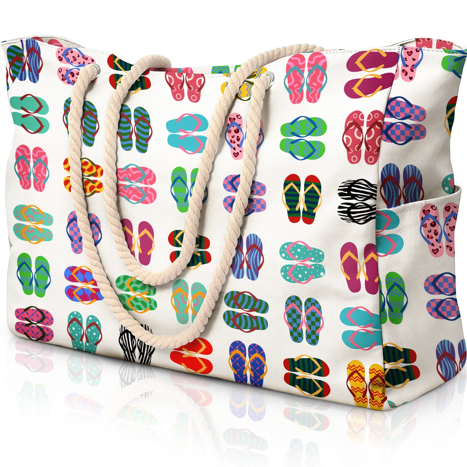DAKIMOE Beach Bags For Women - Large Beach Tote Bags with Zipper ...