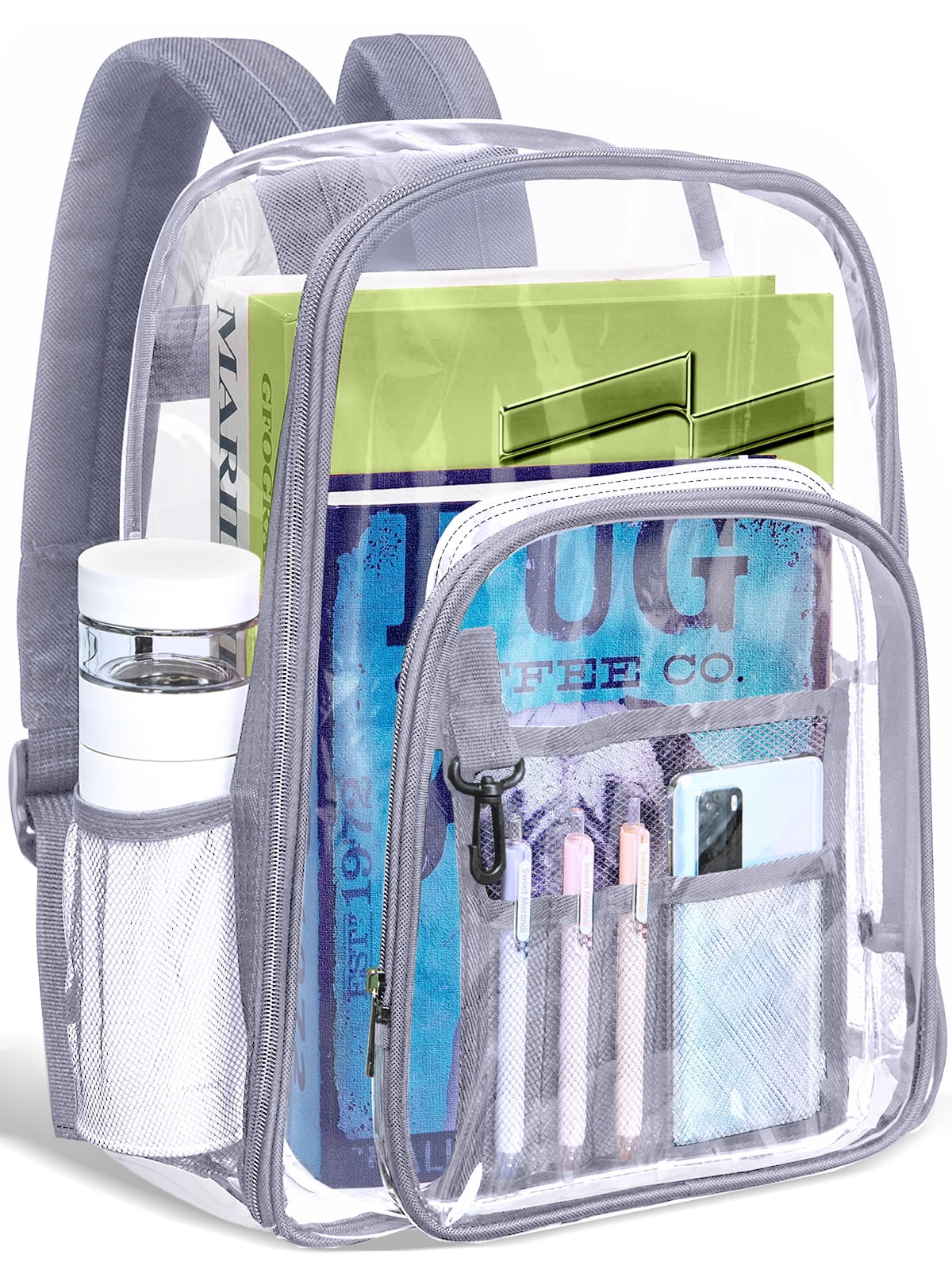 DAKIMOE Transparent PVC Backpack, Stadium Approved, Durable School ...