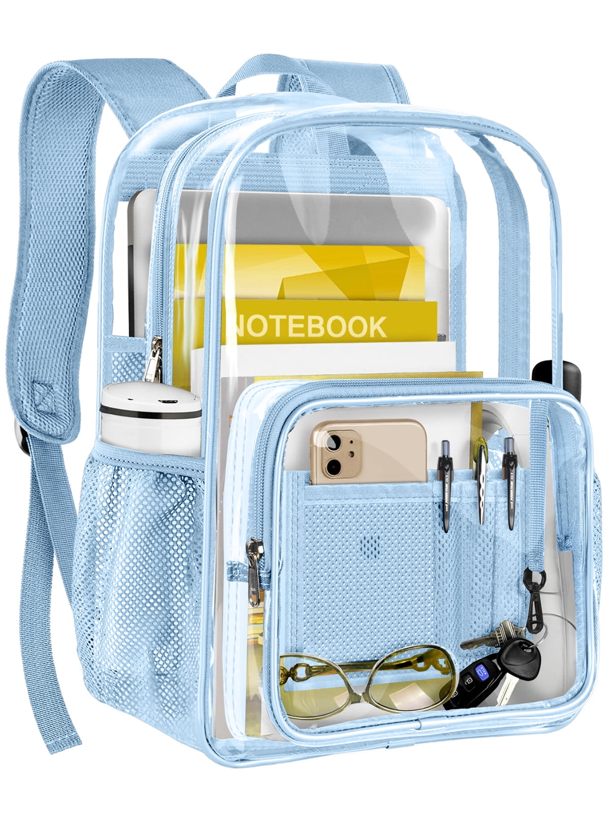 DAKIMOE Clear Backpack Heavy Duty Stadium Approved PVC Transparent Backpacks for Kids Adults ...