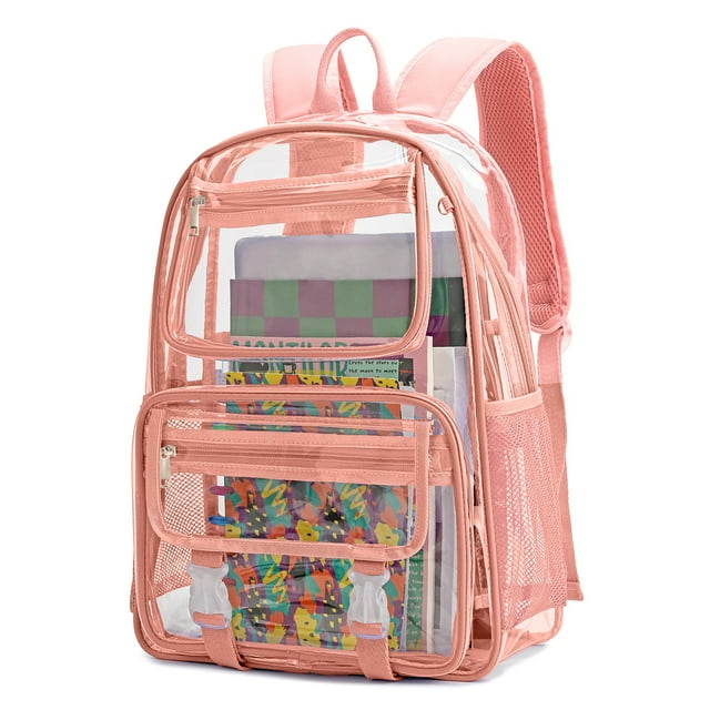 DAKIMOE Clear Backpack for School 17'' Heavy Duty PVC Transparent Book ...