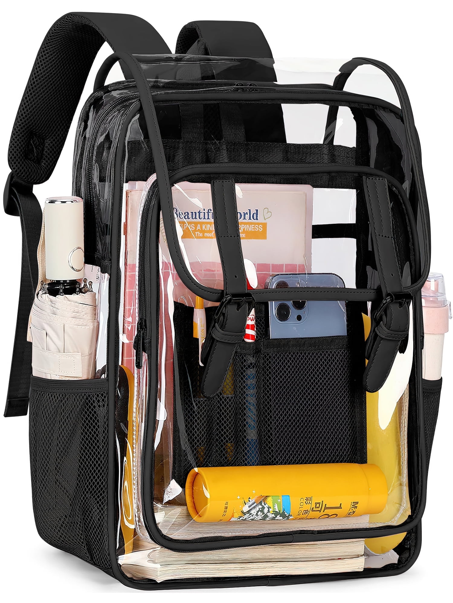 DAKIMOE Unisex PVC Transparent Waterproof Backpack, Black - Walmart.com