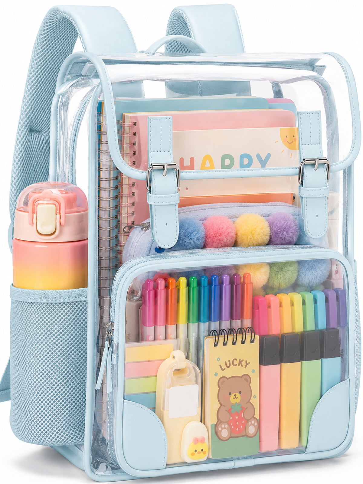 DAKIMOE Clear Backpack for School Stadium Travel Transparent Book Bag ...