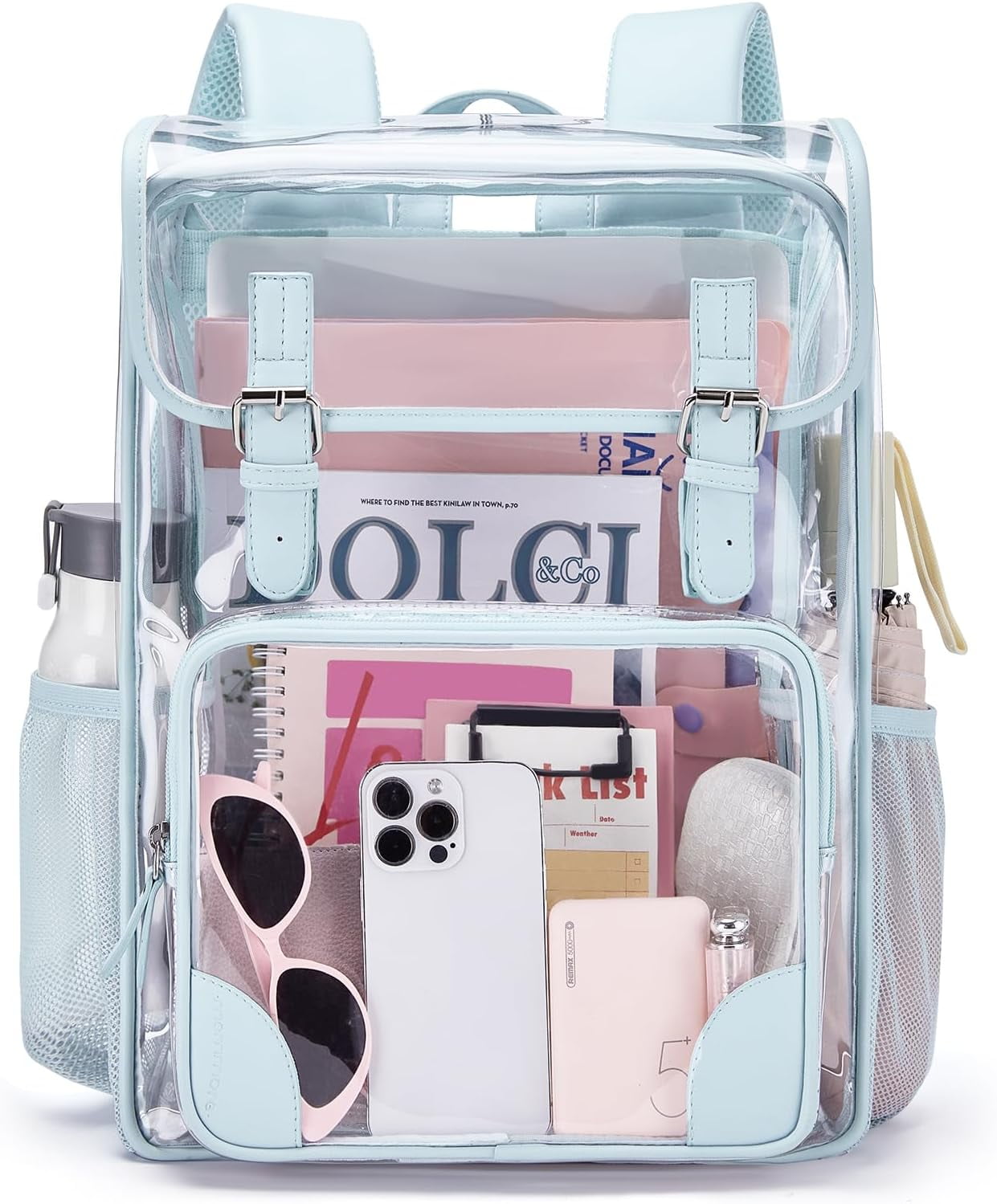 DAKIMOE Clear Backpack for School Stadium Travel Transparent Book Bag ...