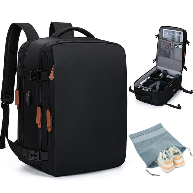 DAKIMOE Expandable Travel Backpack, Carry On, Water Resistant, 15.6 ...