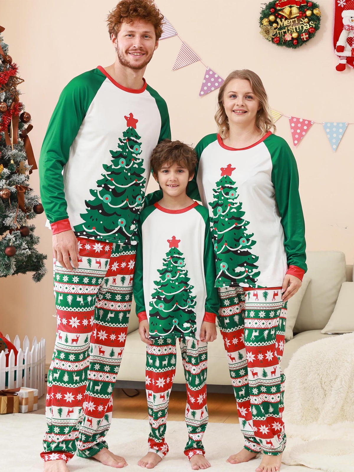 DAKIMOE Christmas Pajamas for Family Matching Sets Couples Xmas Pjs ...