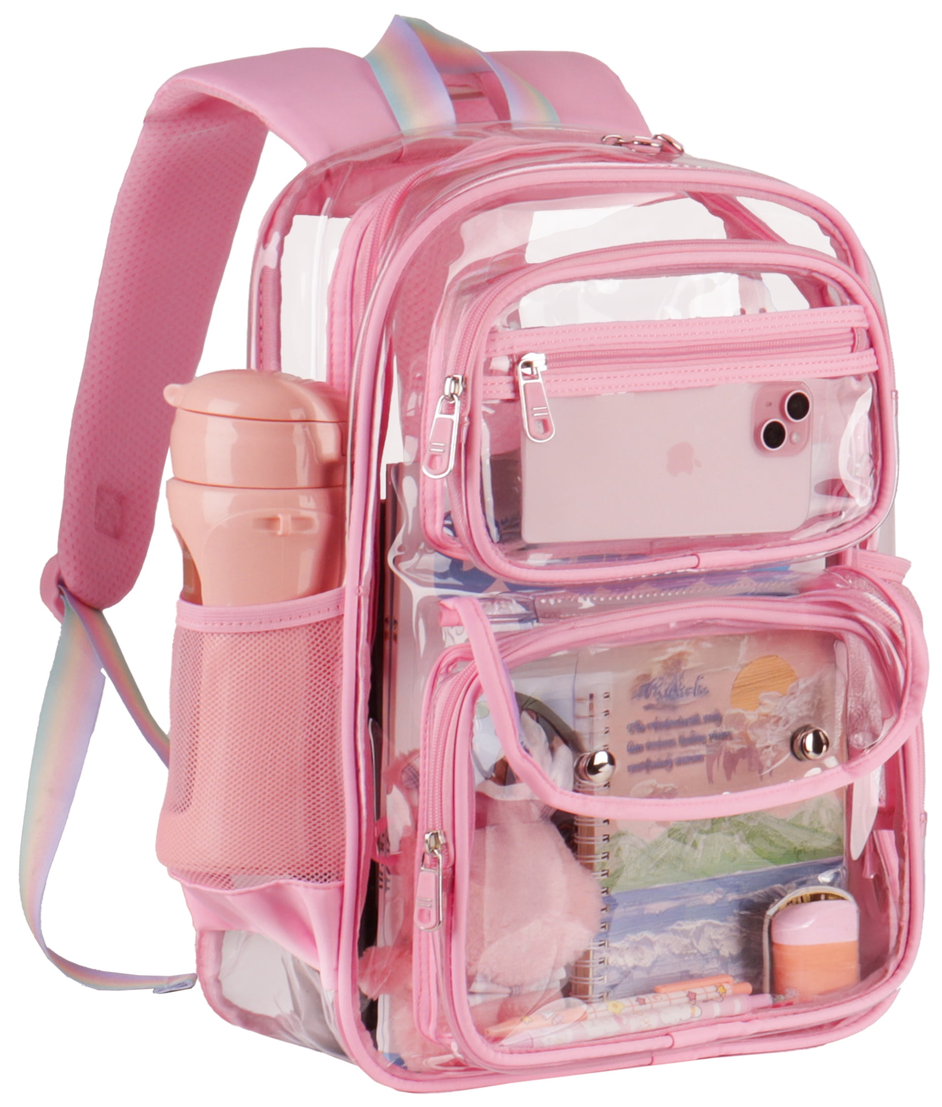 DAKIMOE Fashion Clear Backpack Heavy Duty PVC Transparent Bag See ...