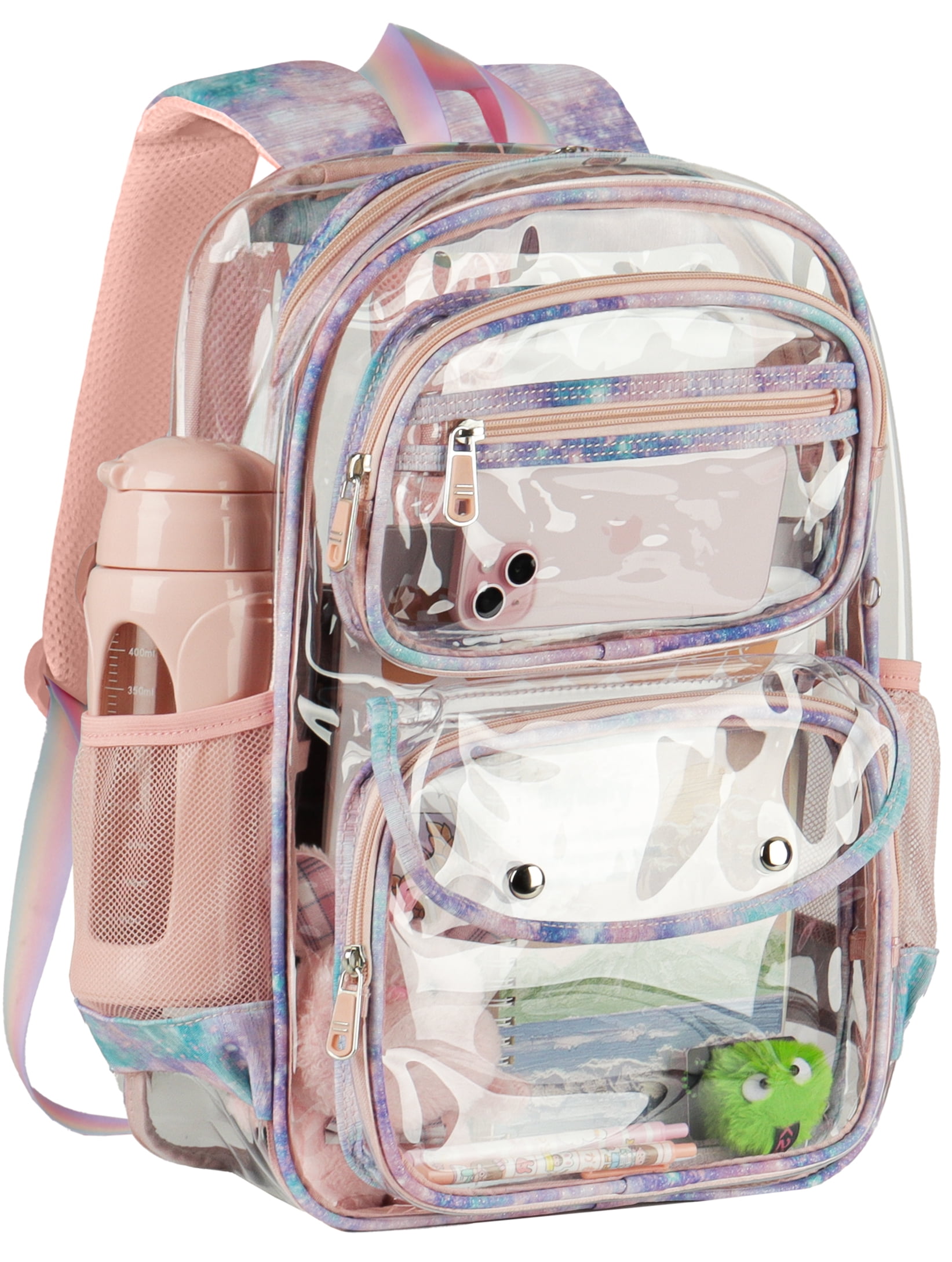 DAKIMOE Fashion Clear Backpack Heavy Duty PVC Transparent Bag See ...