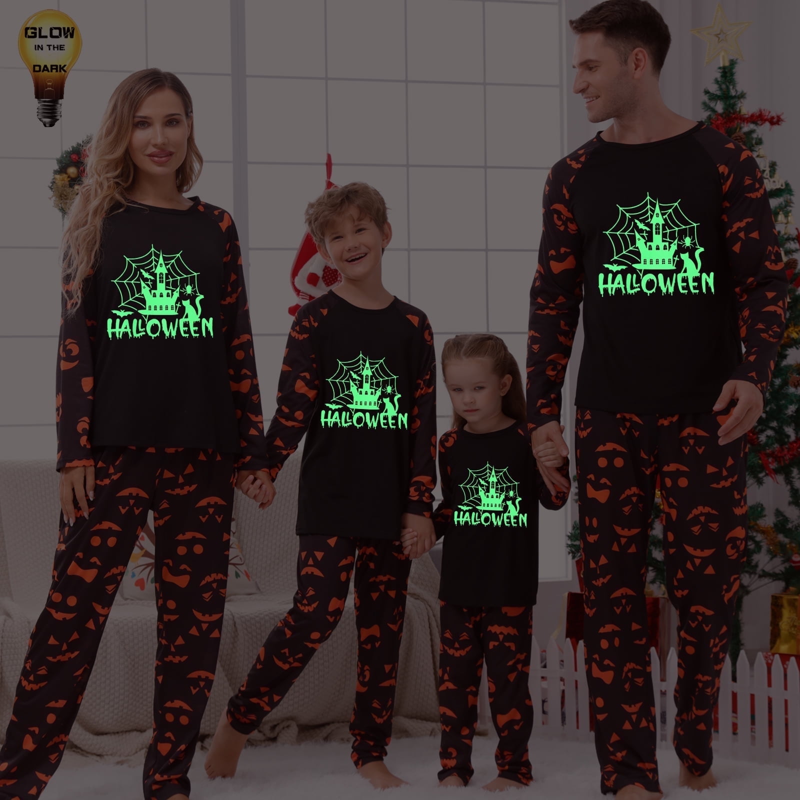 DAKIMOE Halloween Pajamas Family Matching Glow In The Dark Halloween ...