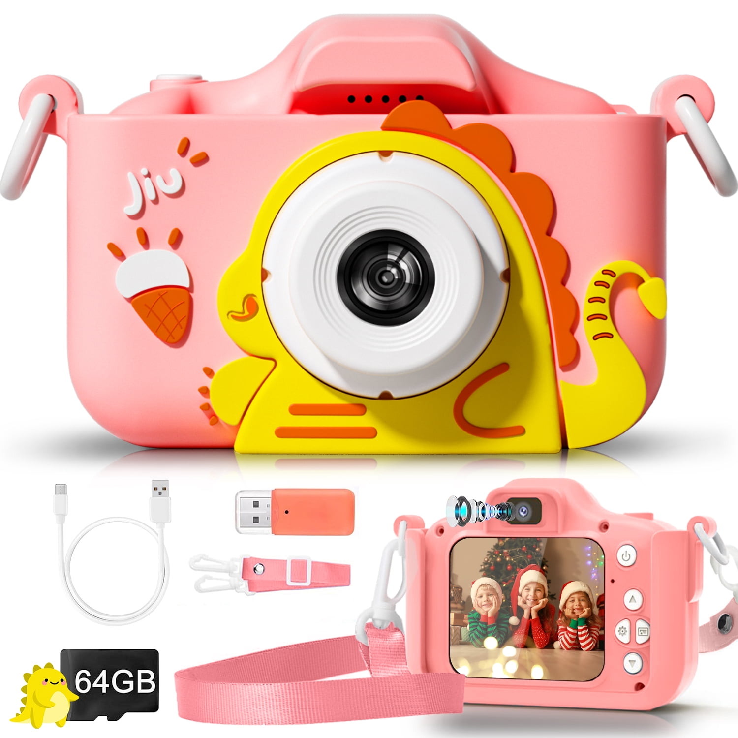 DAKIMOE Kids Camera Dinosaur Selfie Camera for Kids Toddlers Christmas ...