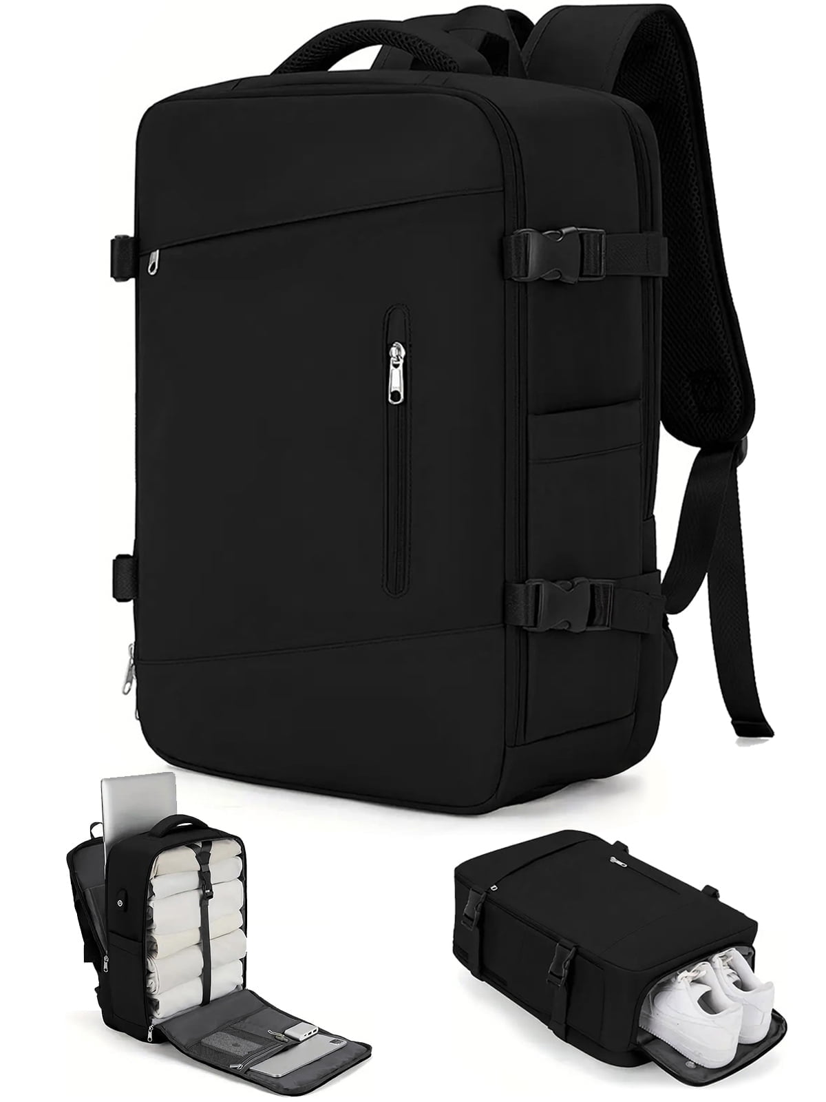 DAKIMOE Travel Backpack for Adults Carry-On with USB Charging Shoe ...