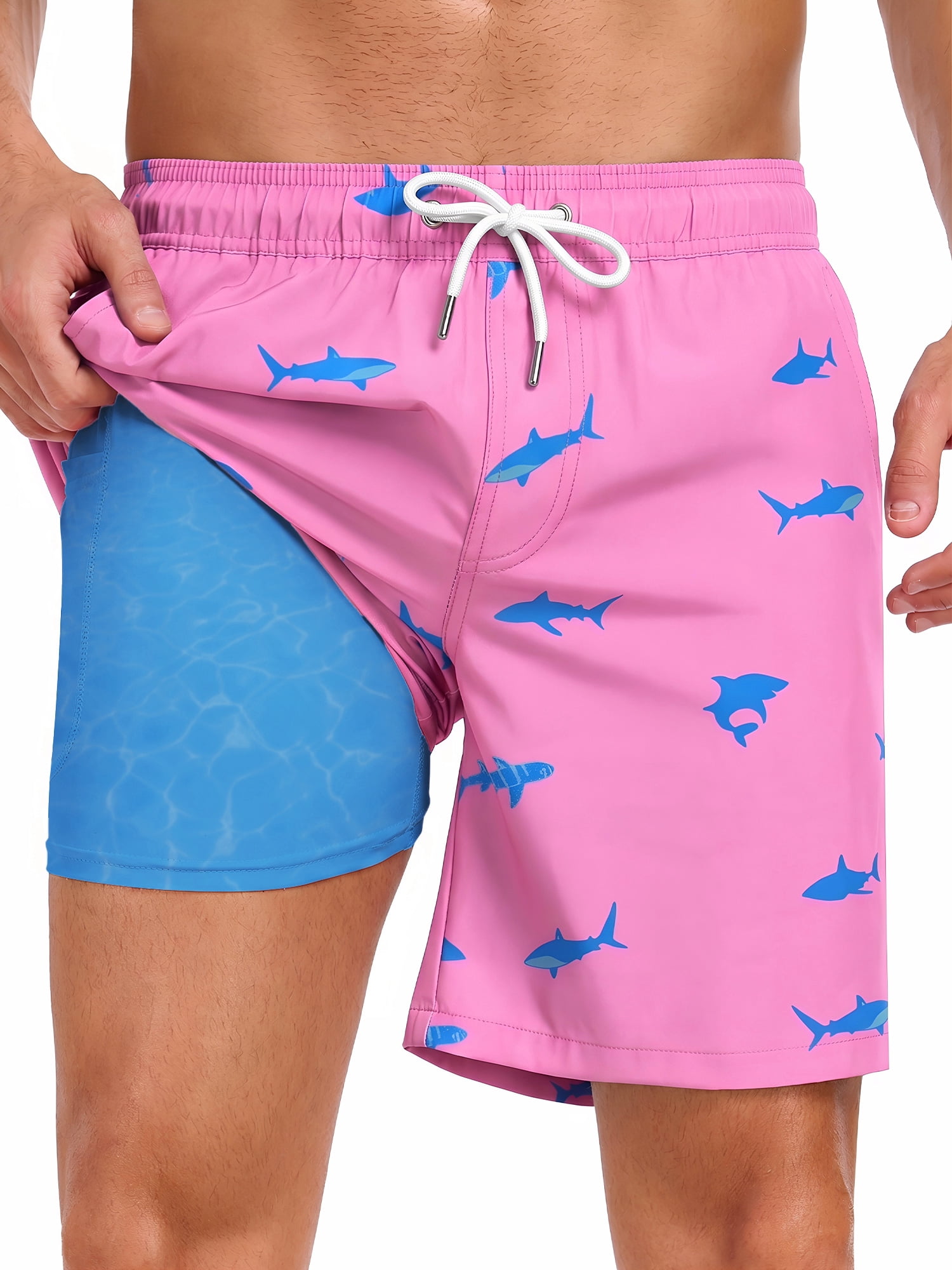 DAKIMOE Mens Swim Trunks with Compression Liner 7'' Quick Dry Board ...