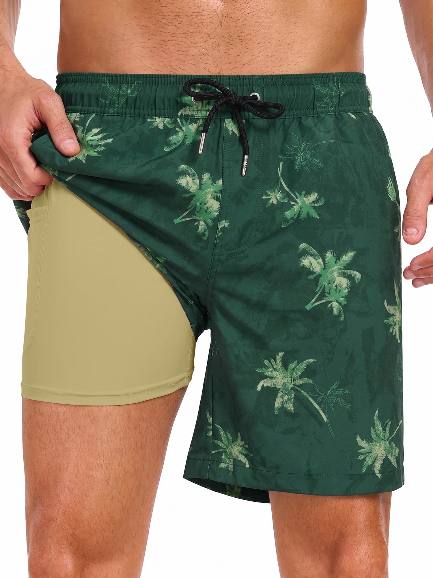 DAKIMOE Mens Swim Trunks with Compression Liner 7'' Quick Dry Board ...