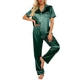 DAKIMOE Silk Satin Pajamas Set for Women Two-Piece Short Sleeve Shirt ...