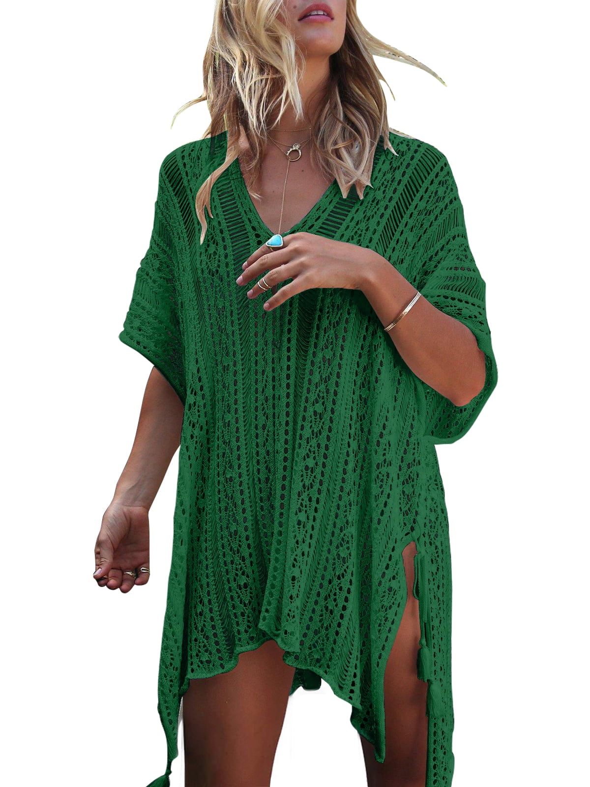 DAKIMOE Swimsuit Cover Up for Women V Neck Loose Beach Bathing Suit ...