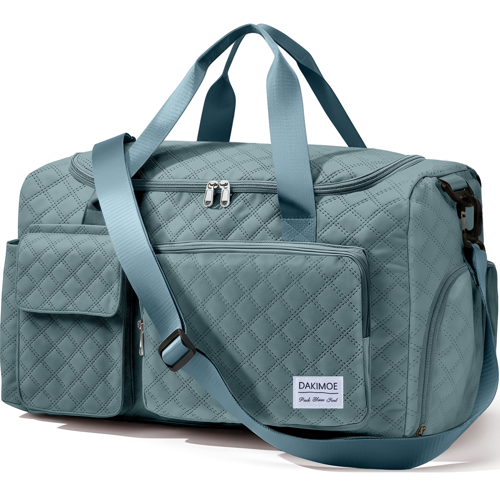 DAKIMOE Large Duffle Bag, Folding Travel Bag with Wet Compartment, Shoe ...