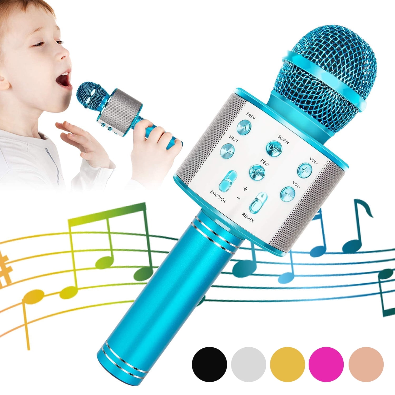 DAKIMOE Wireless Bluetooth Karaoke Microphone, Portable Handheld ...