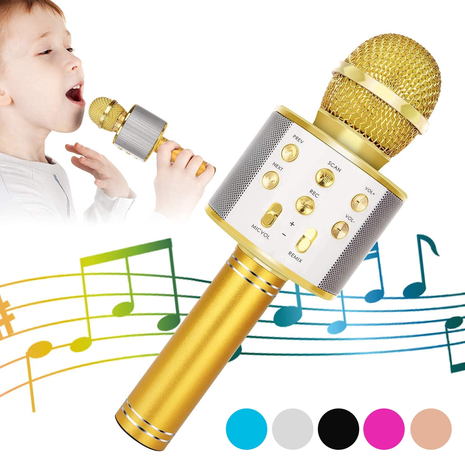 DAKIMOE Wireless Bluetooth Karaoke Microphone, Portable Handheld ...