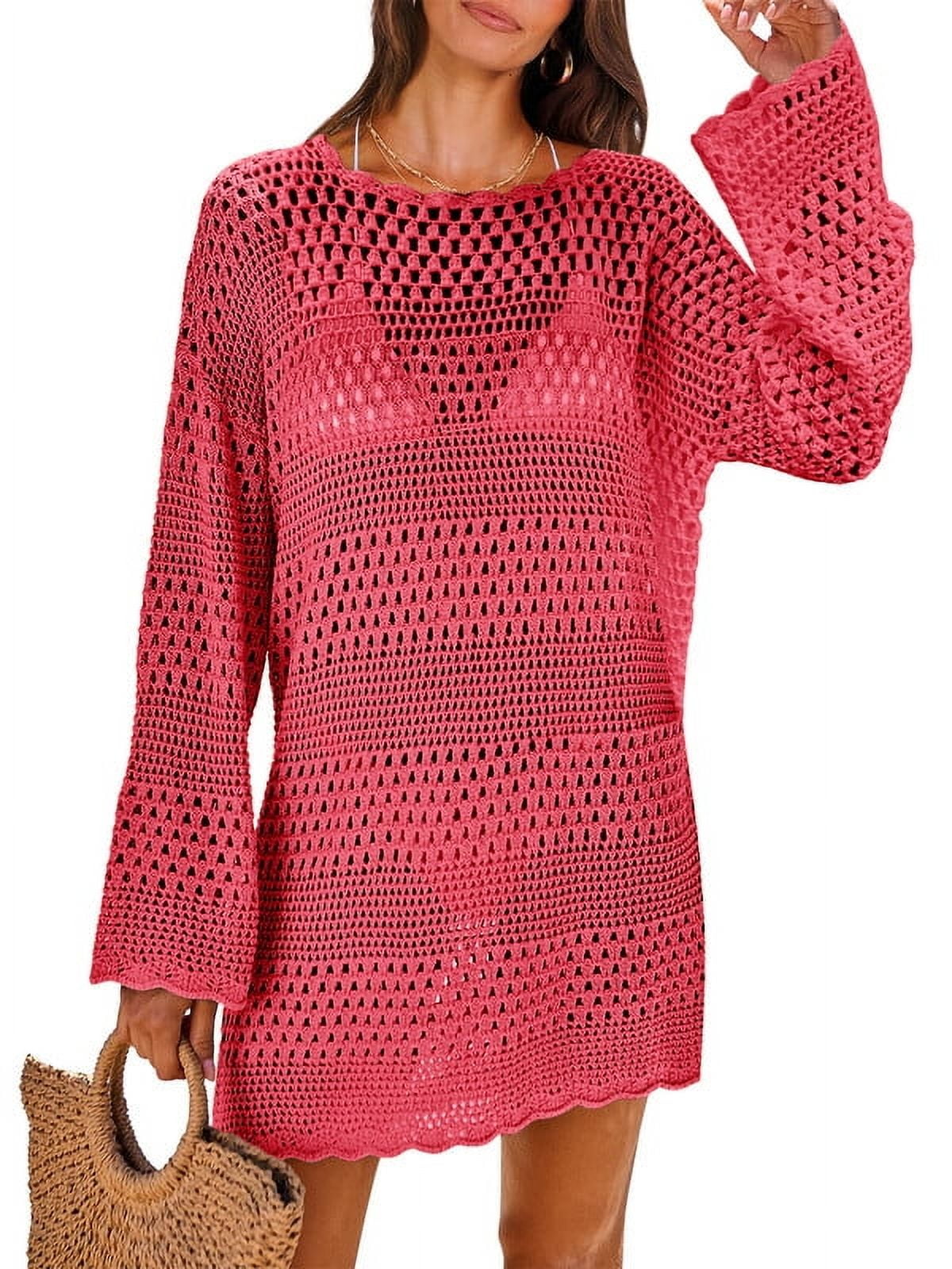 DAKIMOE Women Swimsuit Cover up Summer Bathing Suit Cover up Knit ...