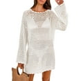 DAKIMOE Women's Sheer Long Sleeve Swimsuit Cover Up, Knit Summer Beach ...