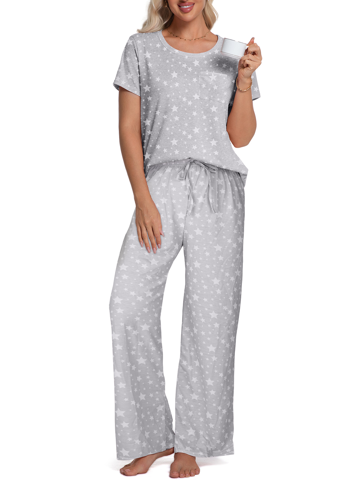DAKIMOE Womens Pajama Sets 2 Piece Sets for Women Summer Sets Short ...