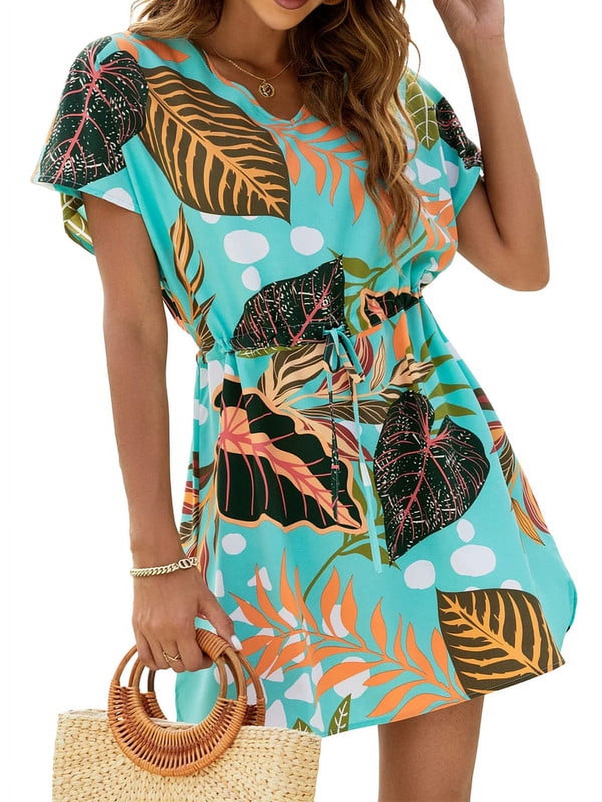 DAKIMOE Womens Summer Swimsuit Cover Up V-Neck Swim Cover Ups for Women ...
