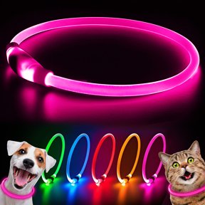 LED Dog Collar USB Rechargeable Glowing, Pet Collars Lighted Up Safety ...