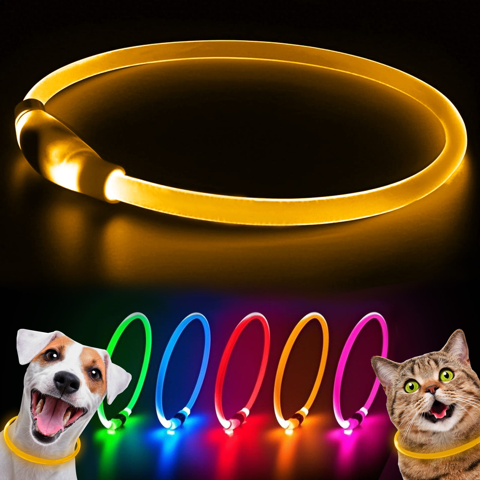 DAKINGS Glow Collar for Dogs, Glow in The Dark Dog Collar with 3 Light ...