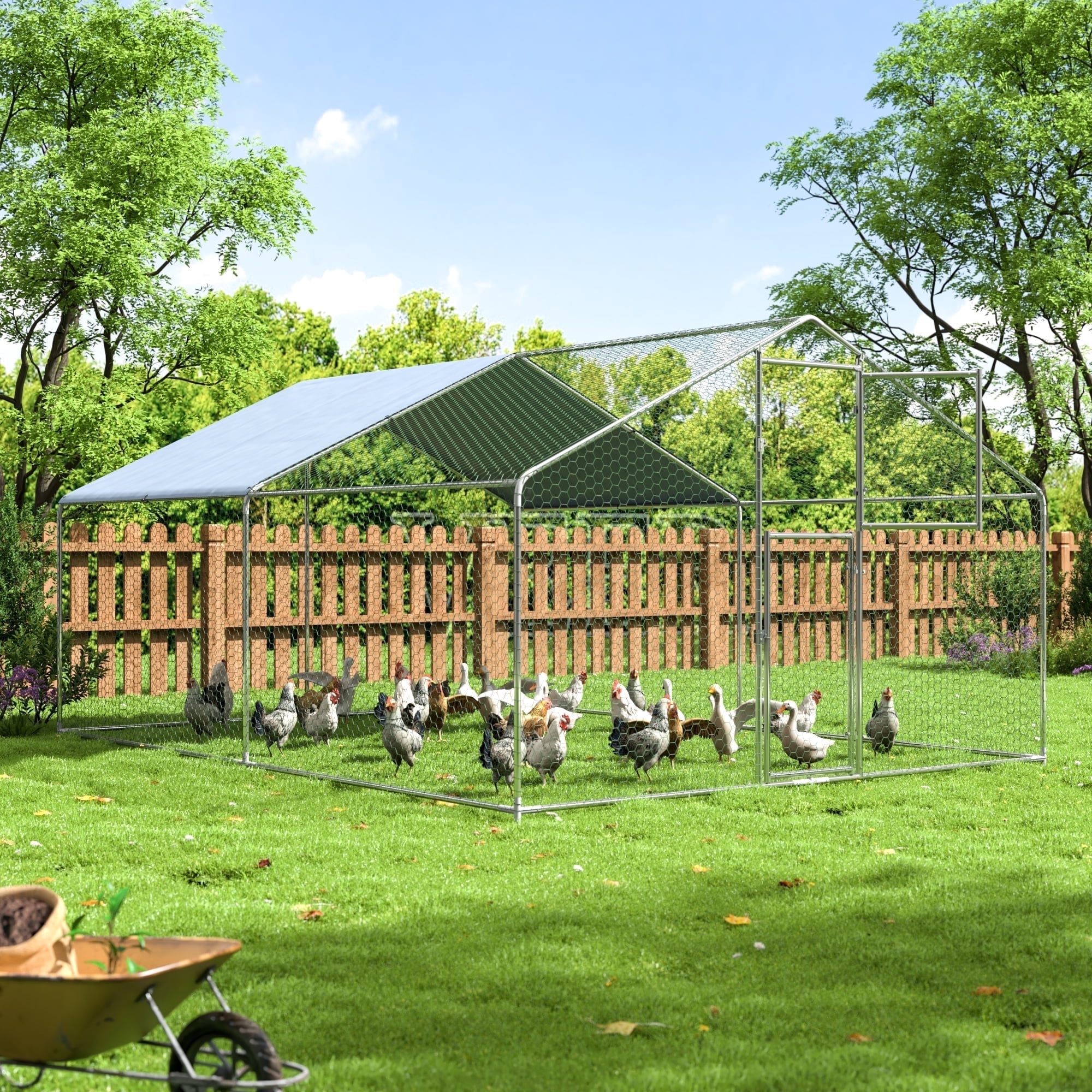 Betisef 9.8x6.6x6.4 ft Chicken Coop,Large Metal Chicken Run Pen ...