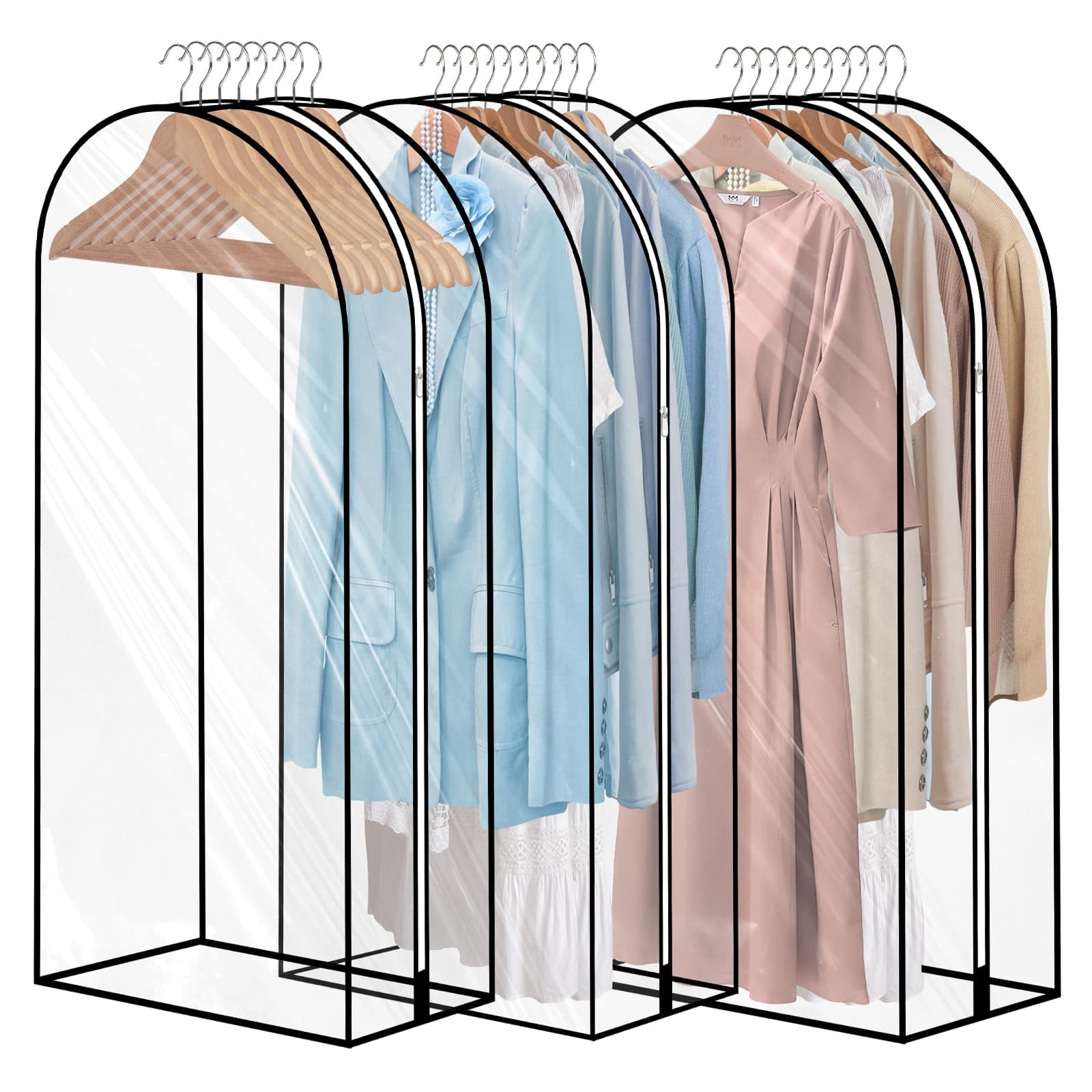 DAKOMM 60'' Extended Garment Bag for Hanging Clothes, 3 Pack 10'' Suit ...