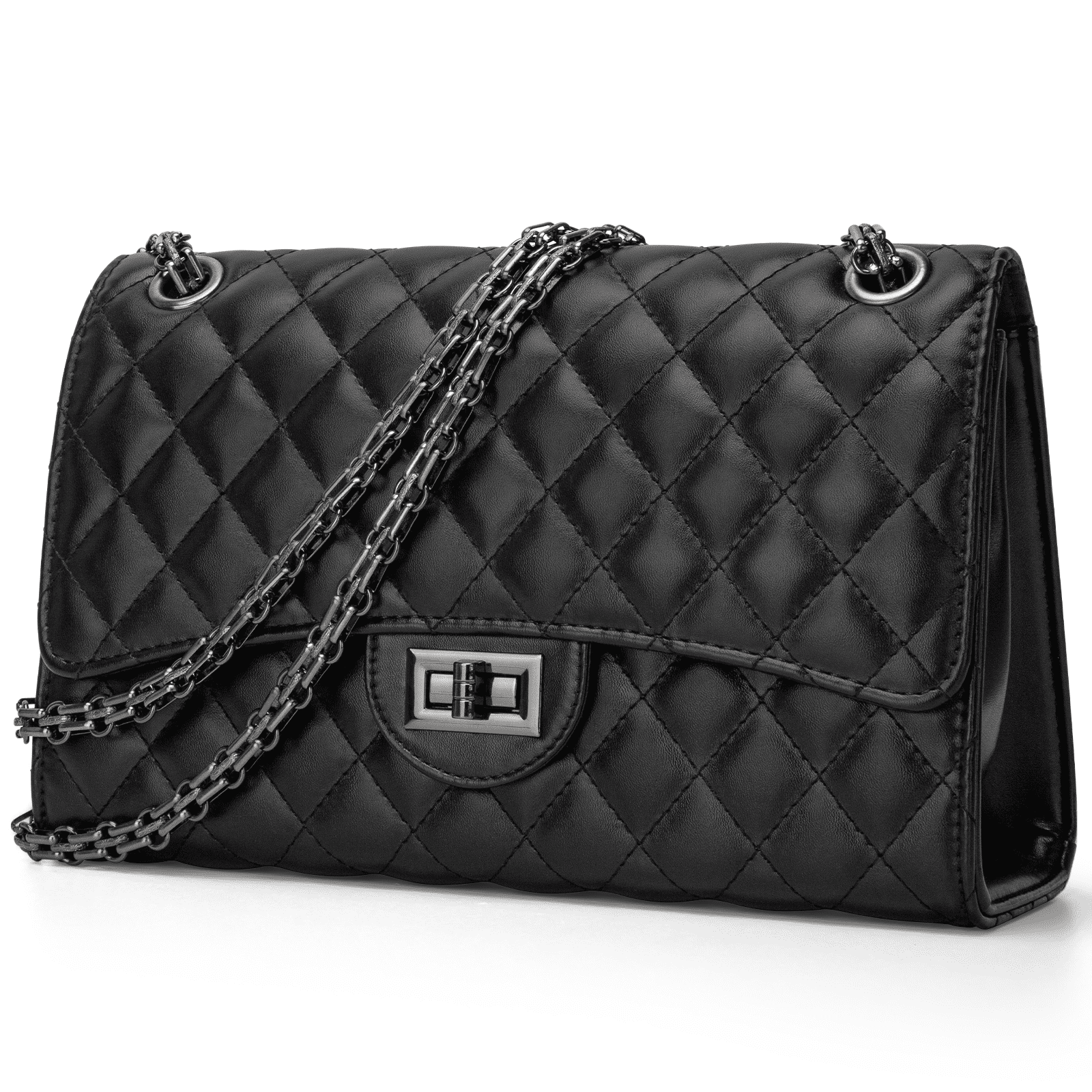 DAKOMM Quilted Leather Crossbody Purse for Women, Shoulder Bag with ...