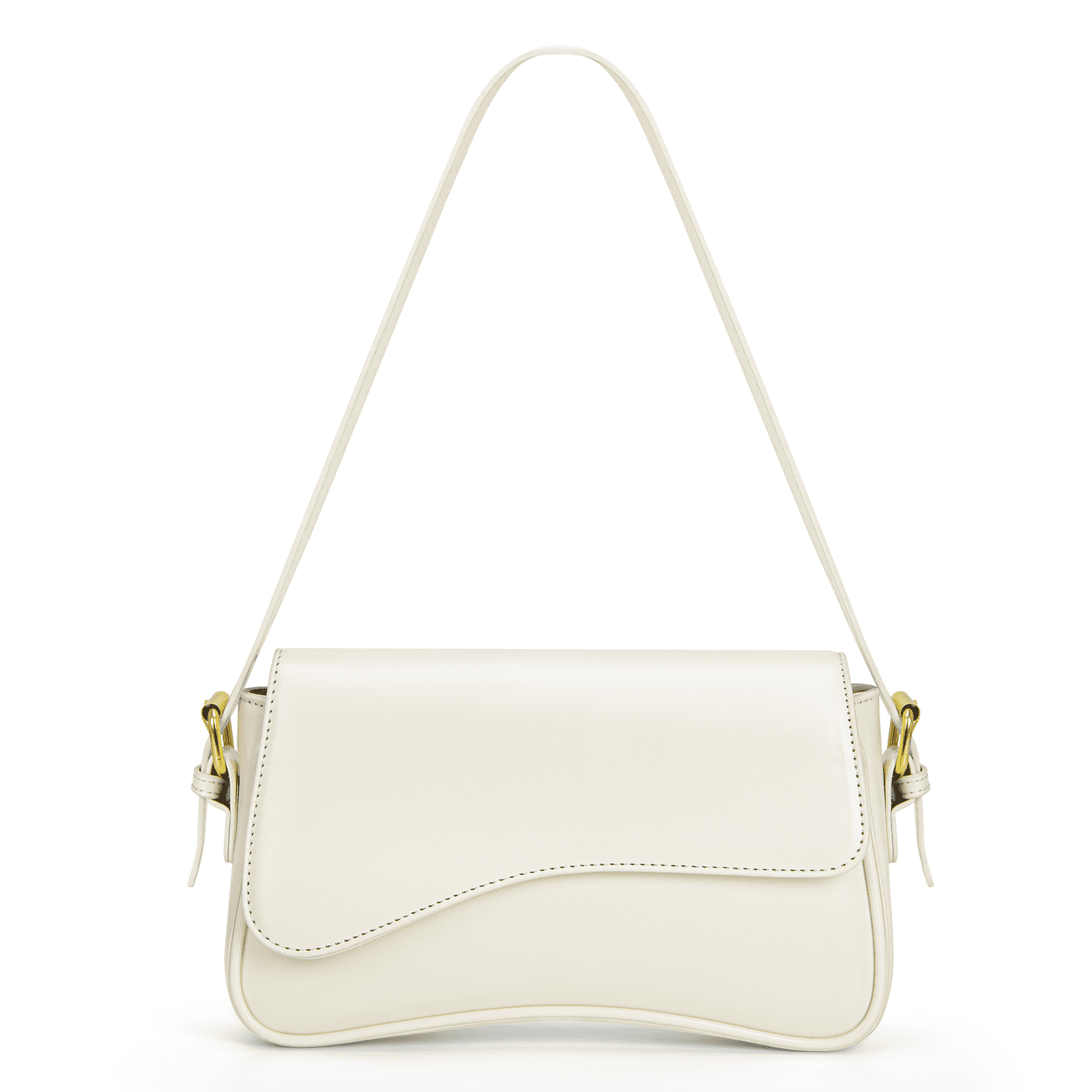 "DAKOMM White Shoulder Bag, Vegan Leather Crossbody Handbag, 2 Straps ...