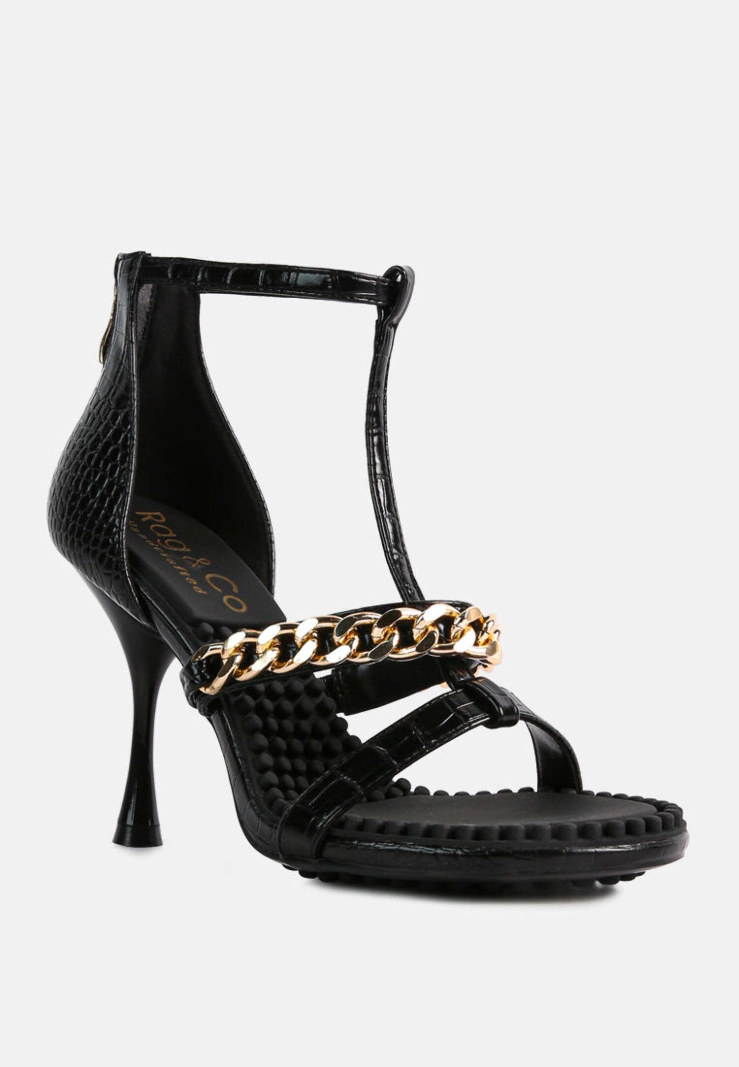 DAKOTA Metal Chain Embellishment Sandals in Black - Walmart Business ...