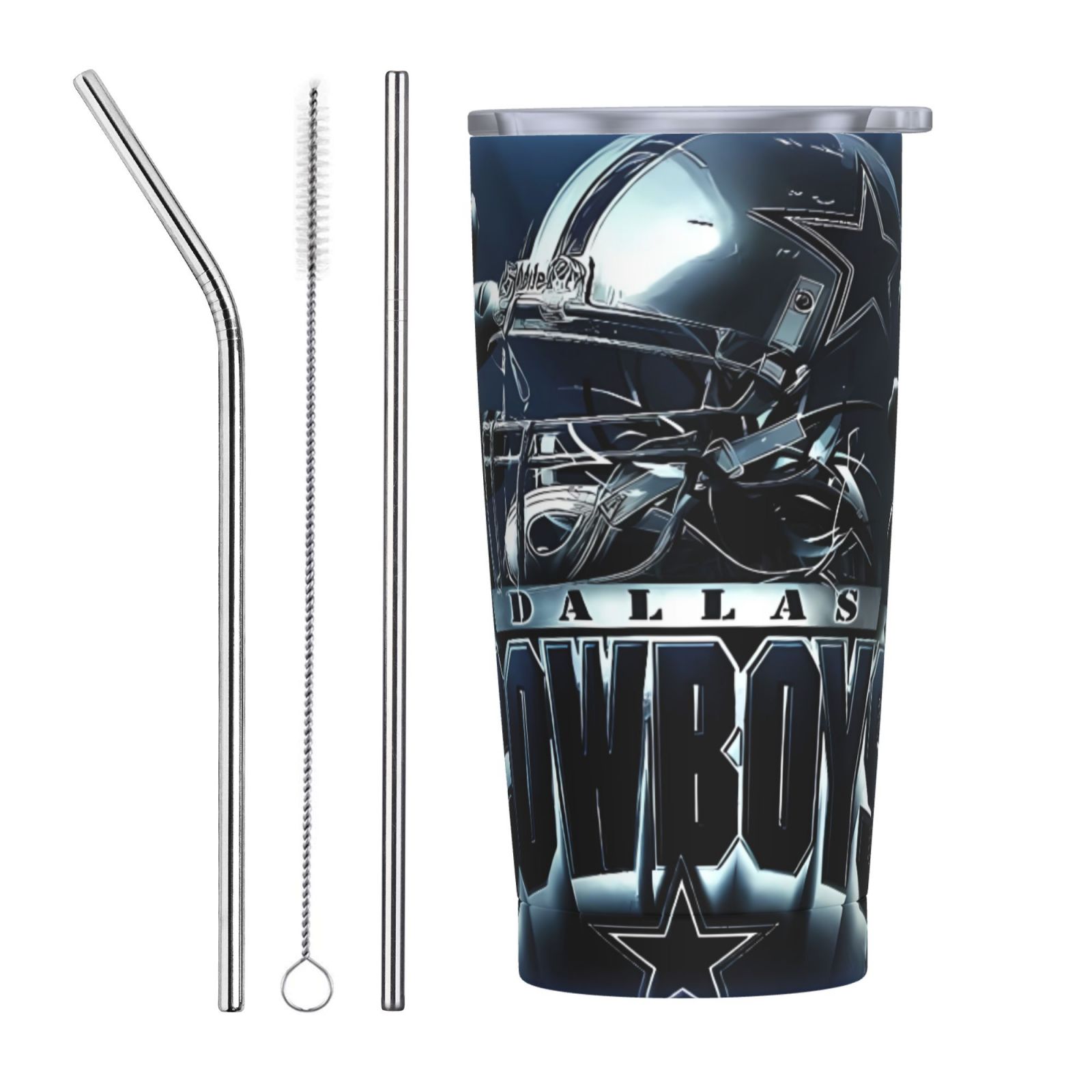 DAL Cowboyss Football Team Theme 20 oz Car Straw Cup, Travel Coffee Cup ...