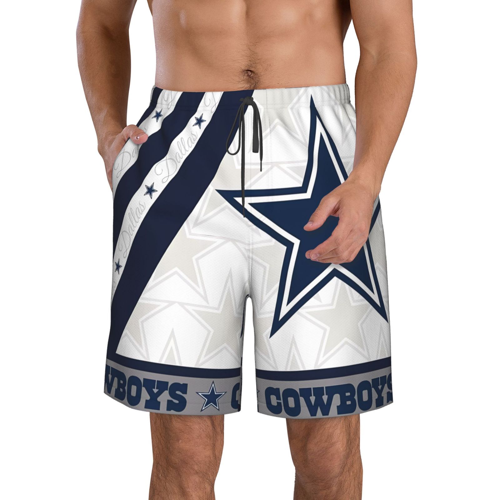 DAL Cowboyss Men's Beach Shorts Football Team Shorts Casual Surf Swim ...