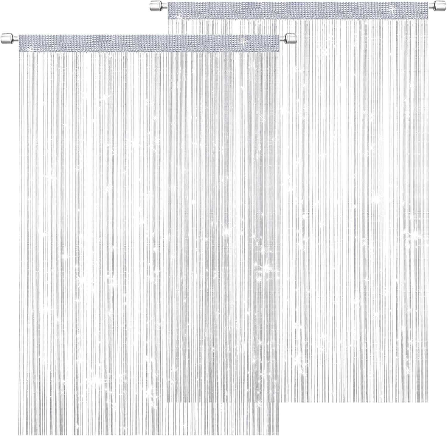 DALAETUS 2 Pcs Glitter String Curtain Panel Set, 100 X 200 CM ...